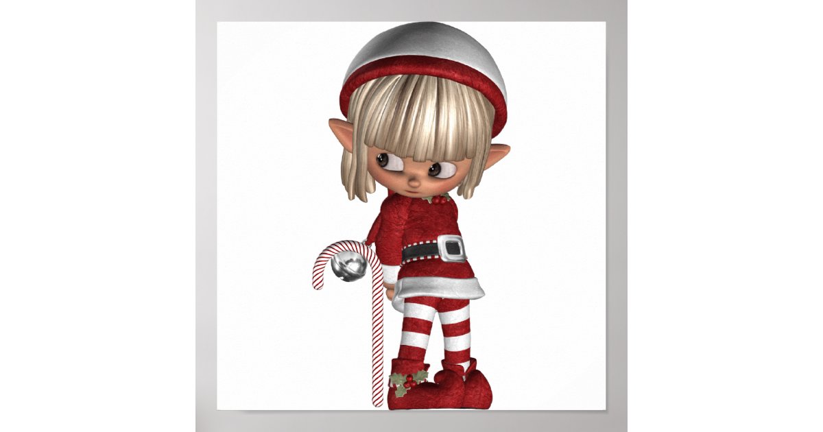 Candy Cane Elf Poster | Zazzle