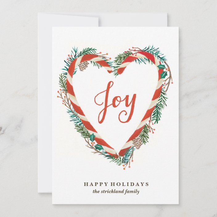 Candy Cane Heart Christmas Card | Zazzle
