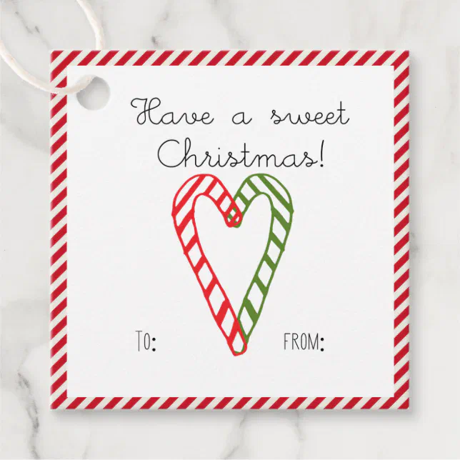 Candy Cane Heart Christmas Gift Favor Tags | Zazzle