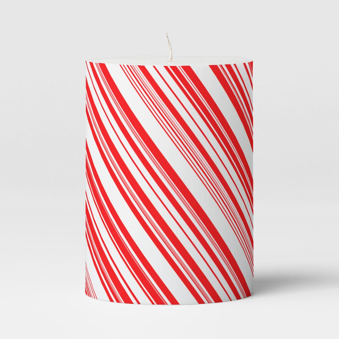 Candy Cane Holidays Christmas 4Charlene Pillar Candle | Zazzle