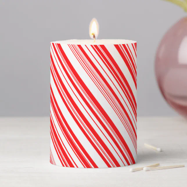 Candy Cane Holidays Christmas 4Charlene Pillar Candle | Zazzle