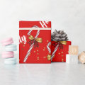 Candy Cane Holly Jolly Modern Festive Christmas Wrapping Paper | Zazzle