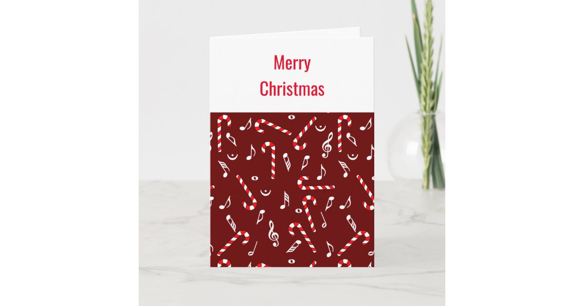 Candy Cane Music Notes Christmas Card | Zazzle