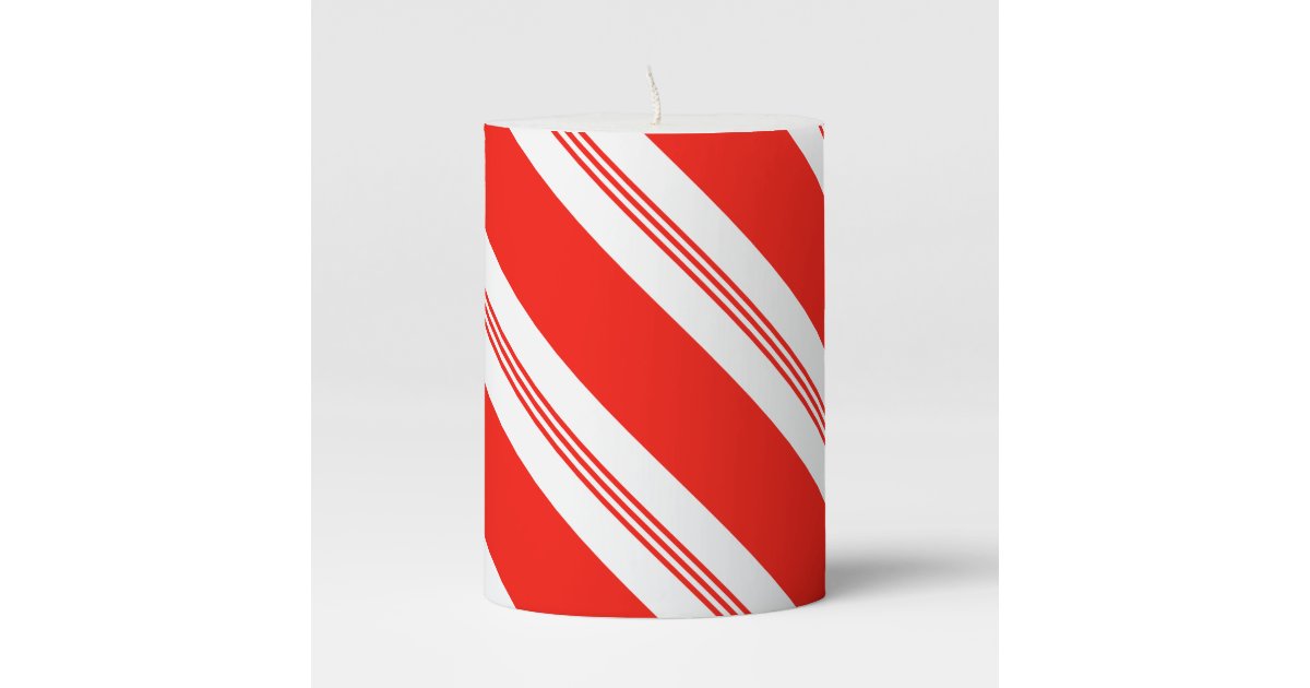 Candy Cane Pattern 1 Pillar Candle | Zazzle
