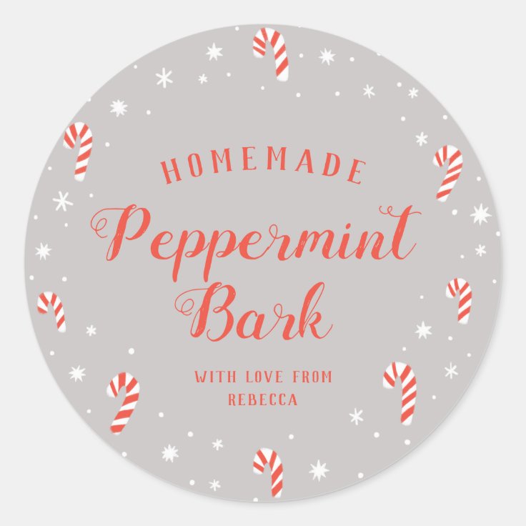 Candy Cane Peppermint Bark Homemade Christmas tag | Zazzle