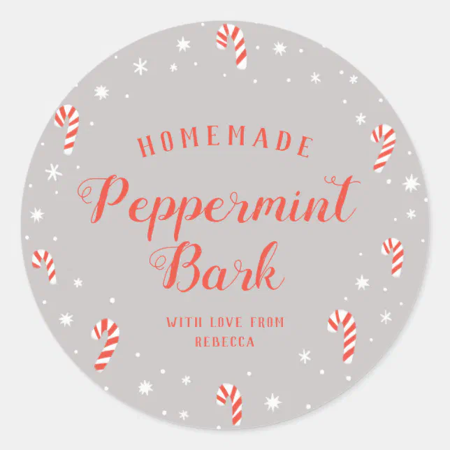 Candy Cane Peppermint Bark Homemade Christmas tag | Zazzle