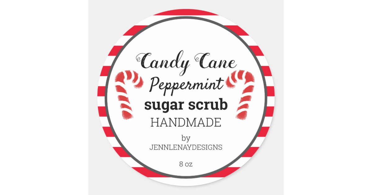 Candy Cane Peppermint Sugar Scrub Custom Labels | Zazzle