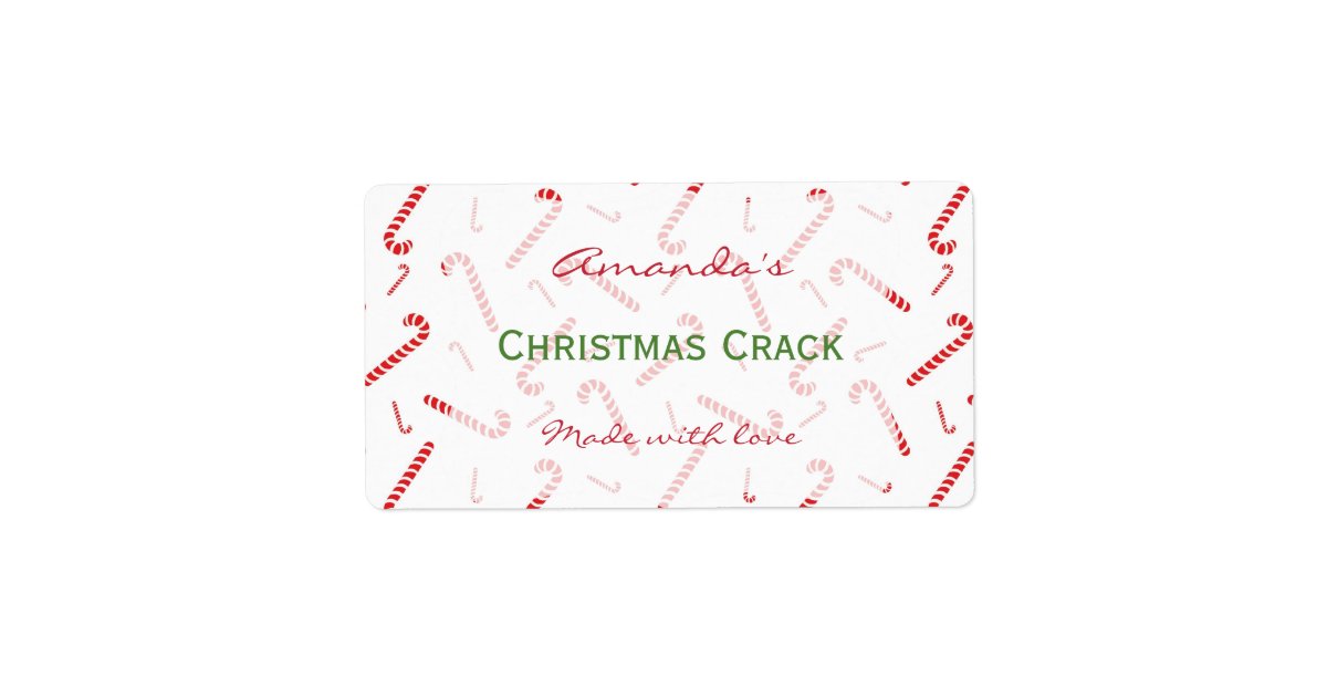 Candy Cane Personalized Christmas Treat Label | Zazzle