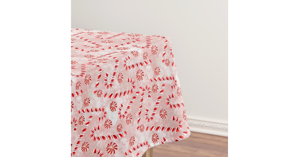 Candy Cane pink Christmas Tablecloth | Zazzle
