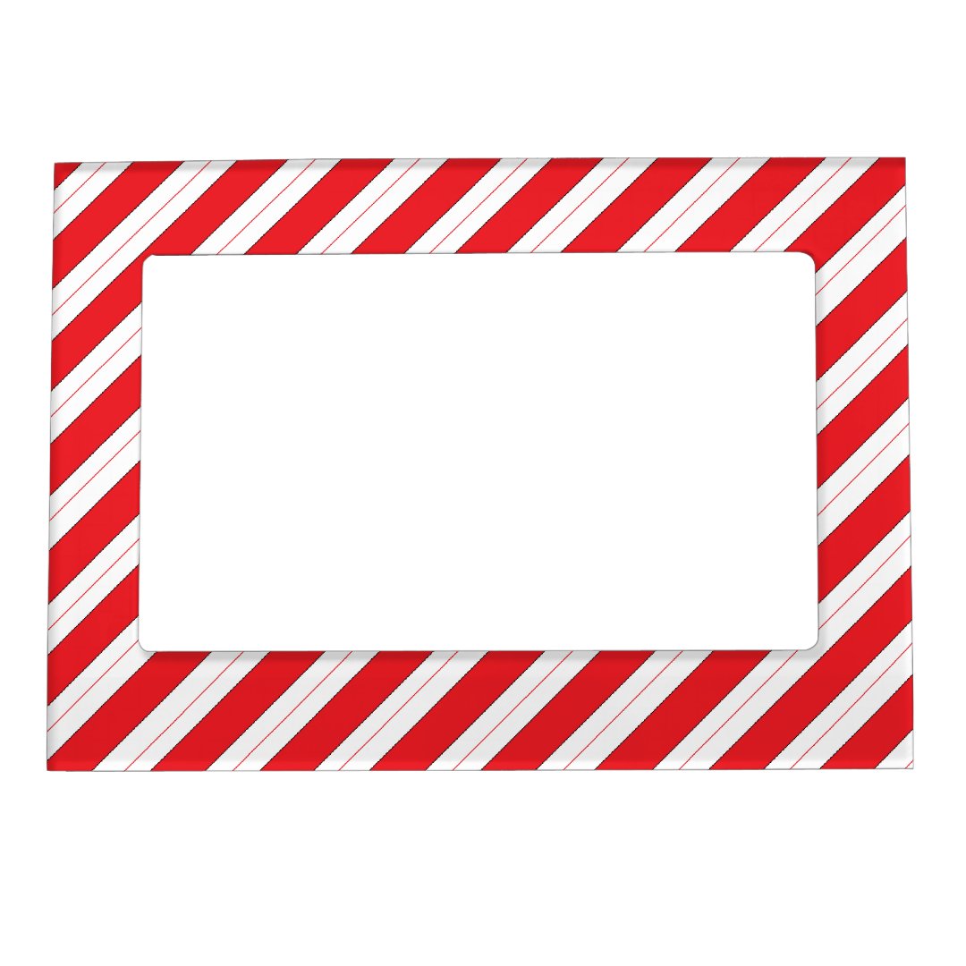 Candy Cane Red Stripes Magnetic Frame | Zazzle