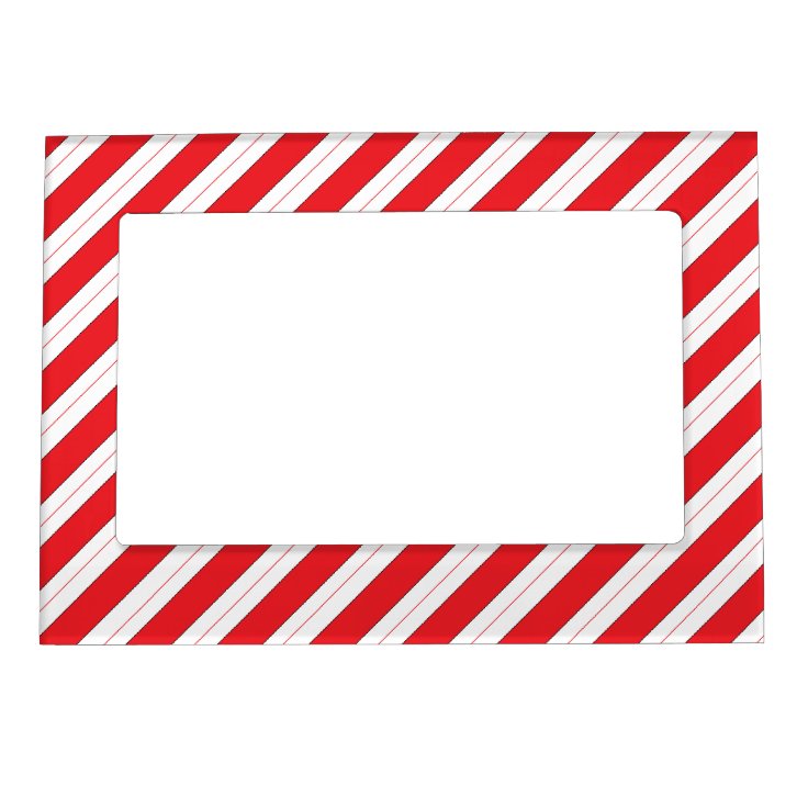 Candy Cane Red Stripes Magnetic Frame | Zazzle