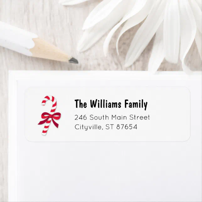 Candy Cane Ribbon Classic Illustration Label | Zazzle