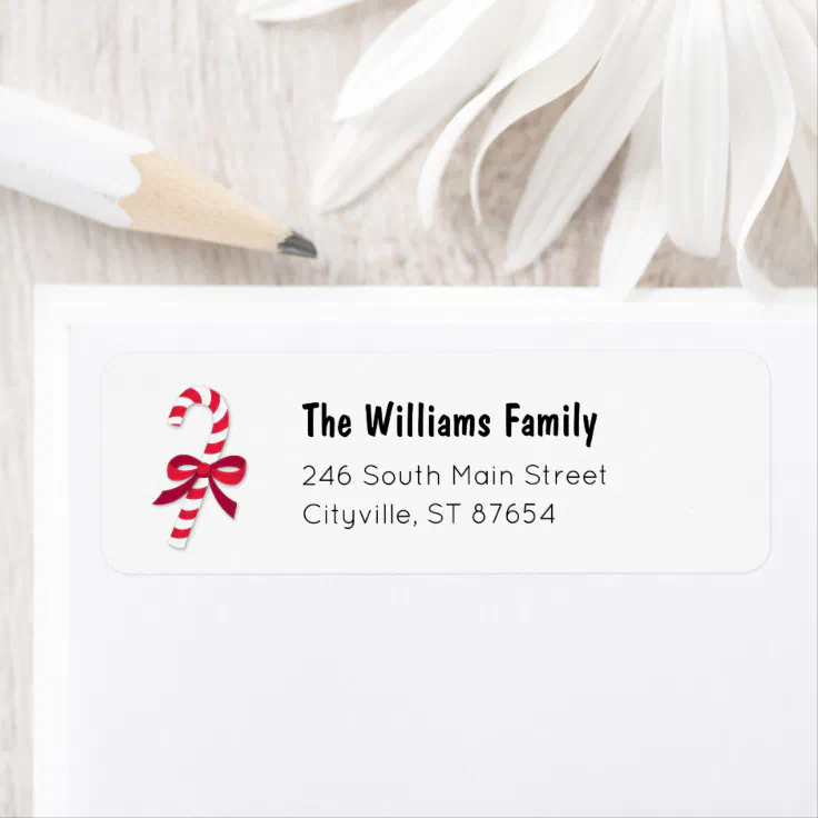 Candy Cane Ribbon Classic Illustration Label | Zazzle