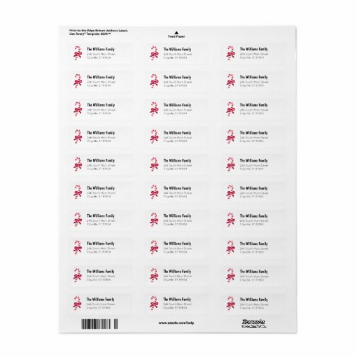 Candy Cane Ribbon Classic Illustration Label | Zazzle