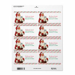 Candy Cane Santa Claus Return Address Label | Zazzle