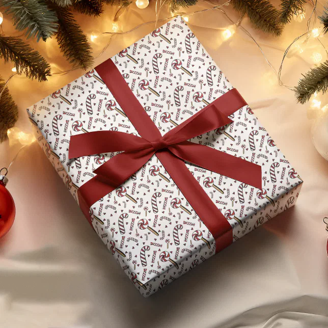 Candy Cane set of 3 Wrapping Paper | Zazzle