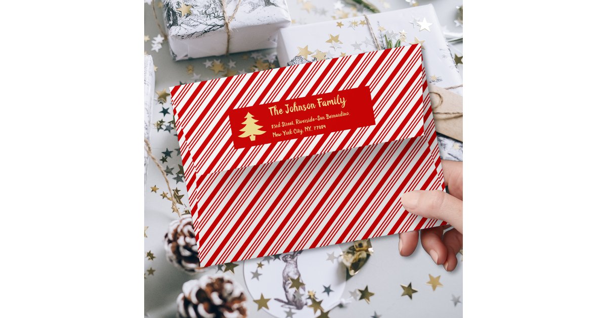 Candy Cane Stripes Christmas Holiday Party Mailing Envelope | Zazzle