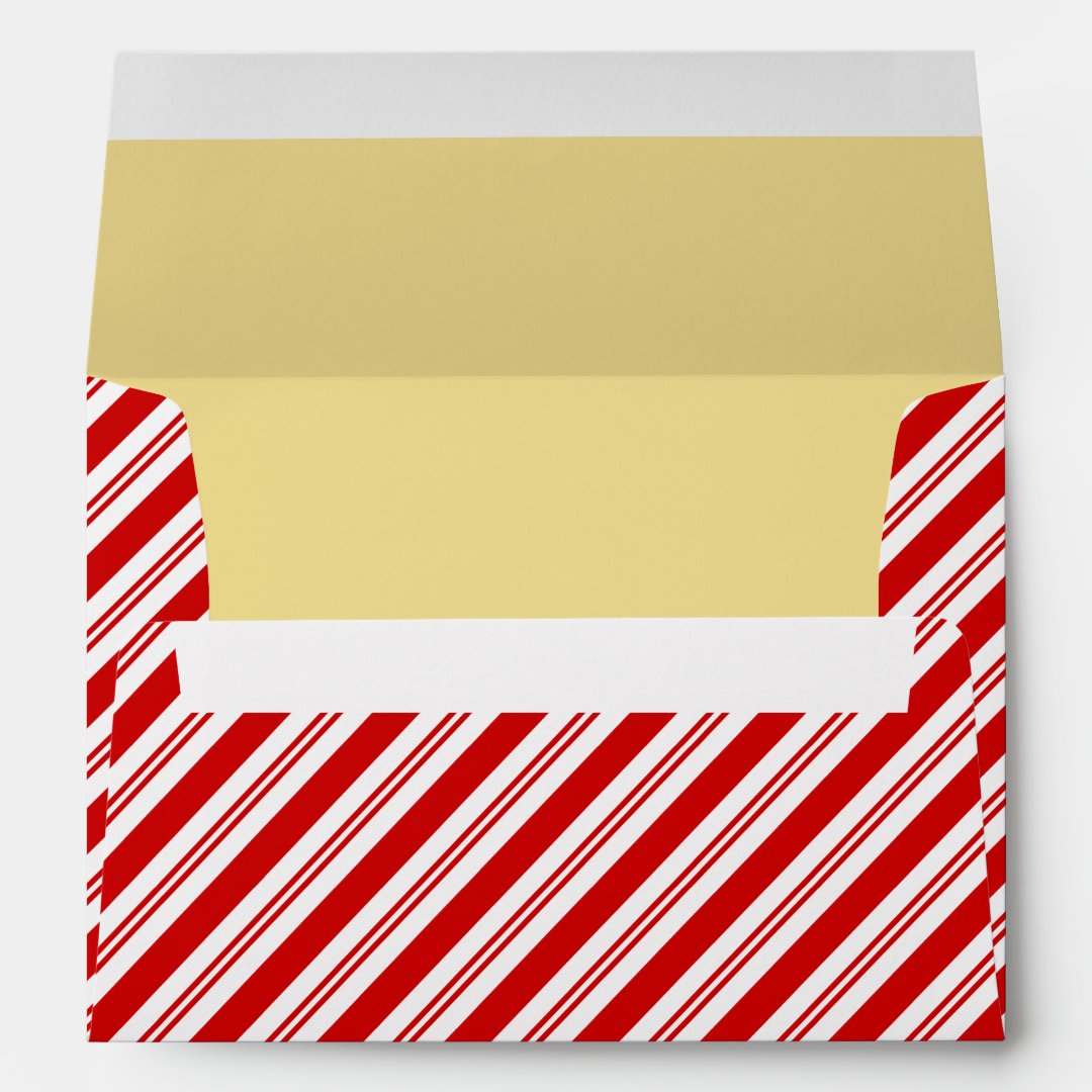 Candy Cane Stripes Christmas Party Holiday Mailing Envelope | Zazzle