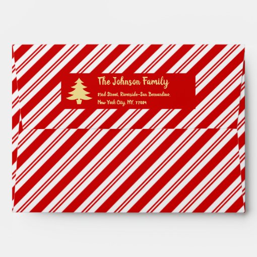 Candy Cane Stripes Christmas Party Holiday Mailing Envelope | Zazzle