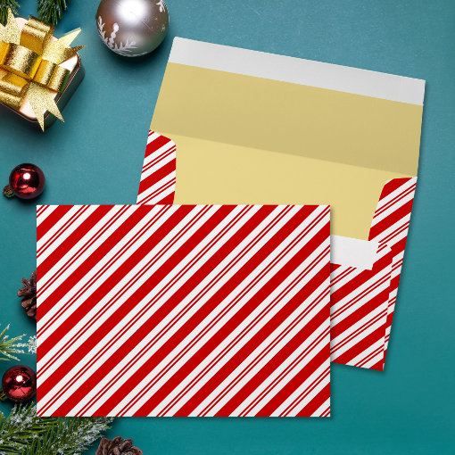 Candy Cane Stripes Christmas Party Holiday Mailing Envelope | Zazzle