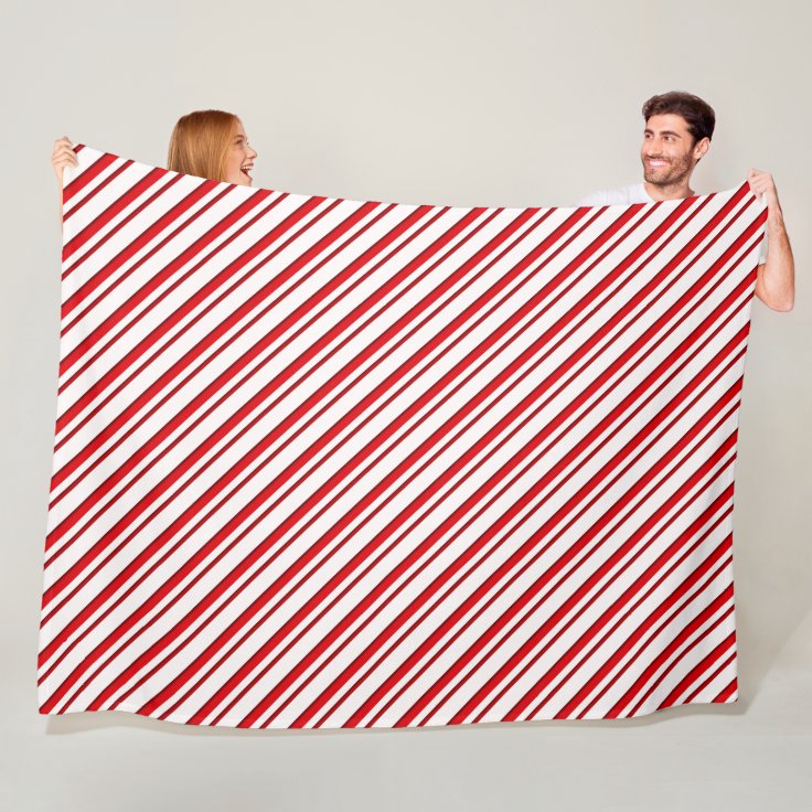 Candy Cane Stripes, peppermint red and white Fleece Blanket | Zazzle