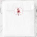 Candy Cane with Red Ribbon Christmas Address Classic Round Sticker | Zazzle