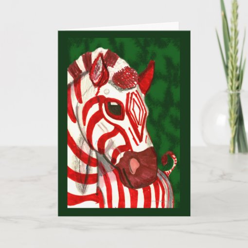 Candy Cane Zebra Christmas Card | Zazzle