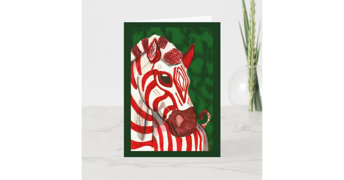 Candy Cane Zebra Christmas Card | Zazzle