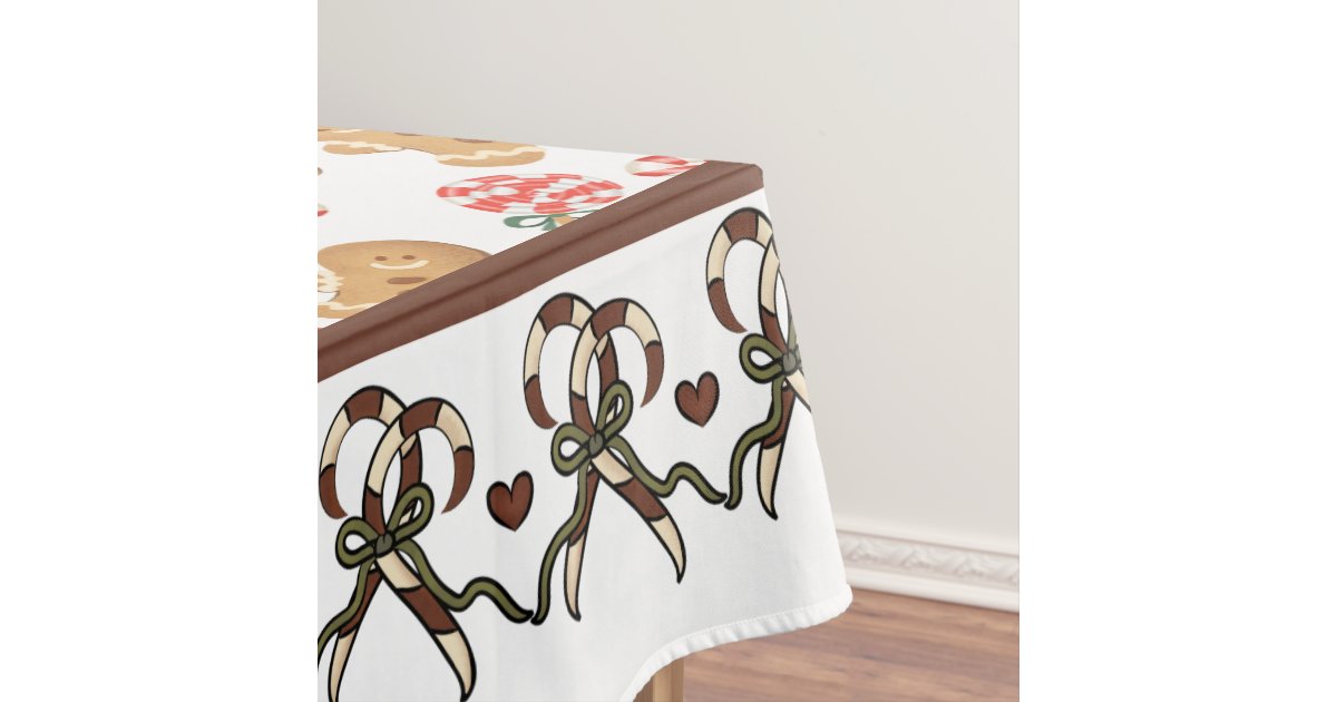 Candy Canes And Gingerbread Cookies Tablecloth | Zazzle