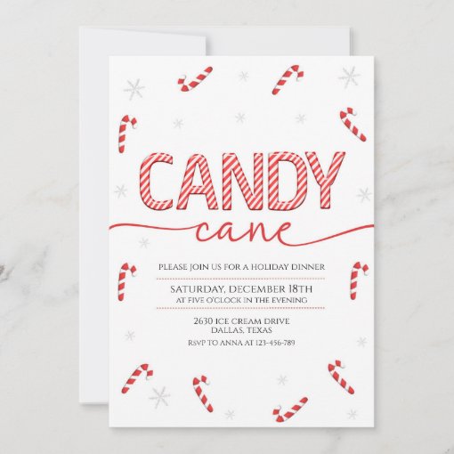 Candy Canes Christmas Party Invitation | Zazzle