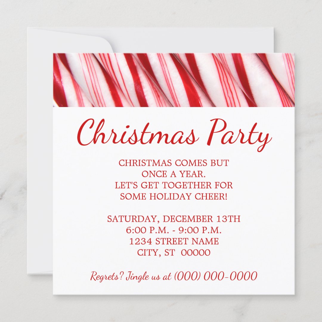 Candy Canes Christmas Party Invitation | Zazzle