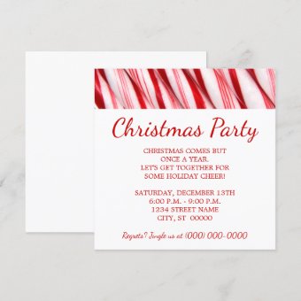 Candy Canes Christmas Party Invitation | Zazzle