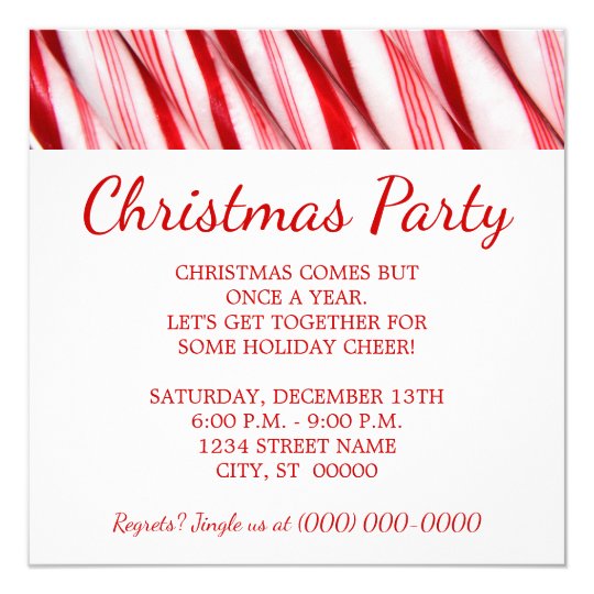 Candy Canes Christmas Party Invitation | Zazzle.com