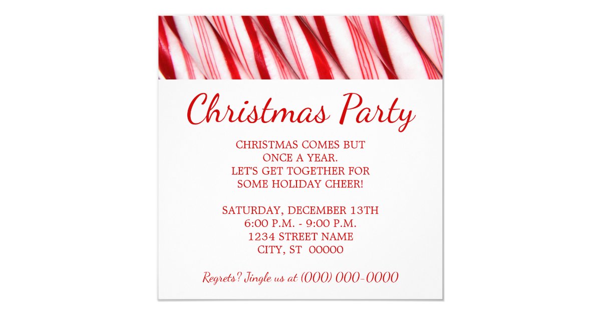 Candy Canes Christmas Party Invitation | Zazzle.com