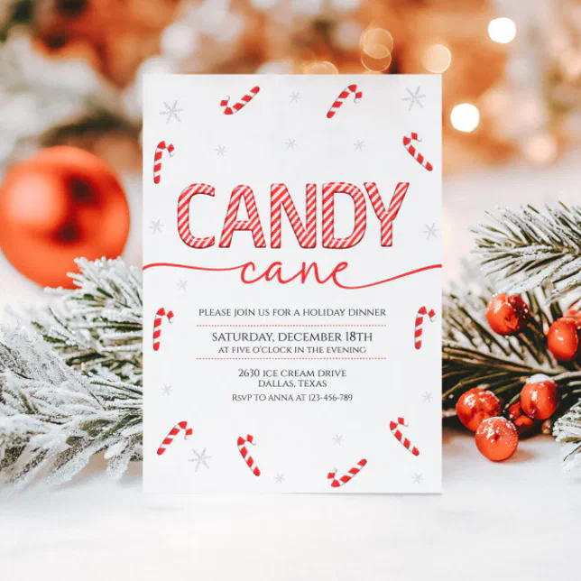 Candy Canes Christmas Party Invitation | Zazzle