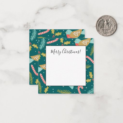 Candy Canes Holly Pine Boughs Birds Note Card | Zazzle