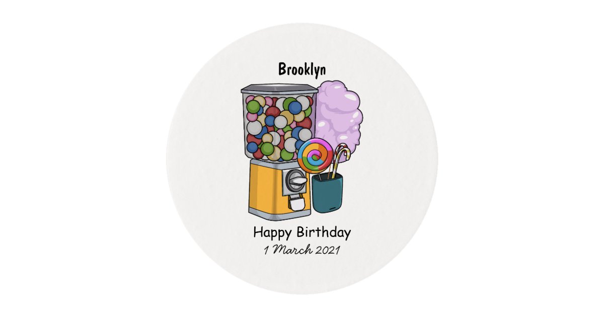 Candy cartoon illustration edible frosting rounds | Zazzle
