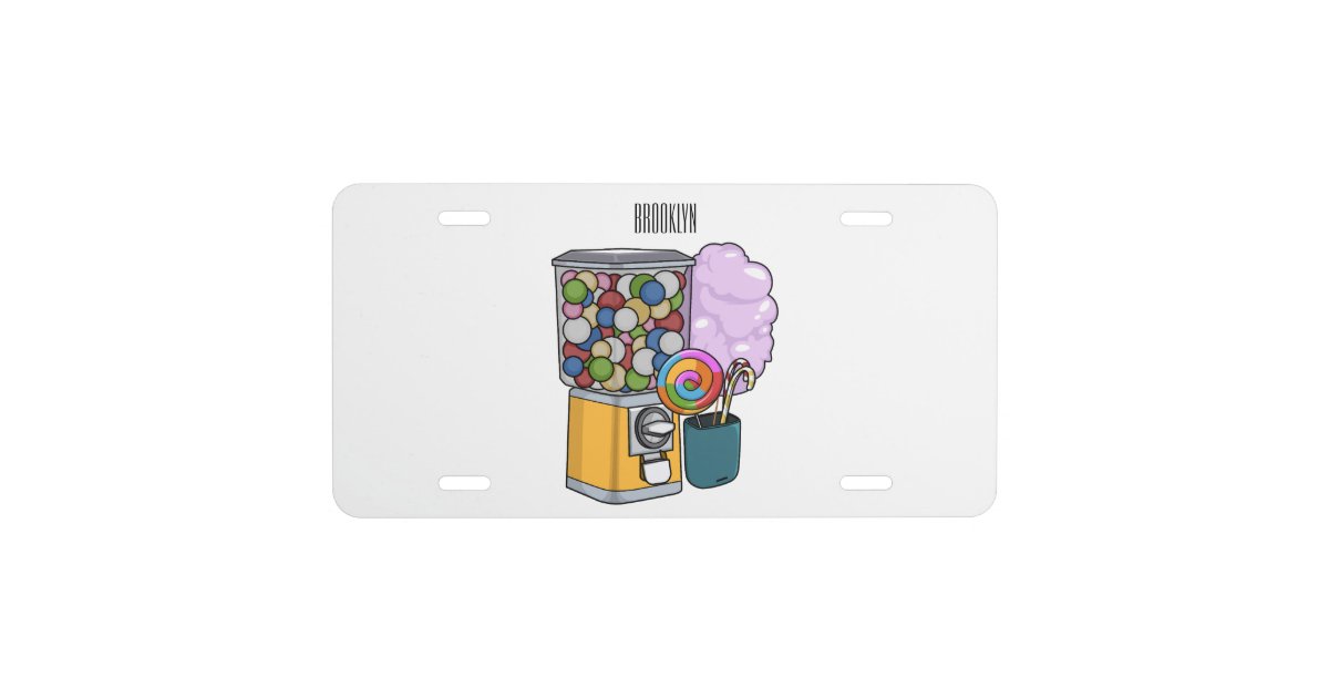 Candy cartoon illustration license plate | Zazzle