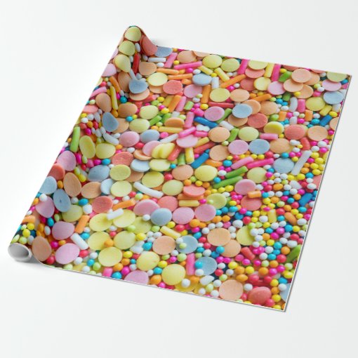 Candy Confetti Sprinkles Pastel Rainbow Party Wrapping Paper | Zazzle