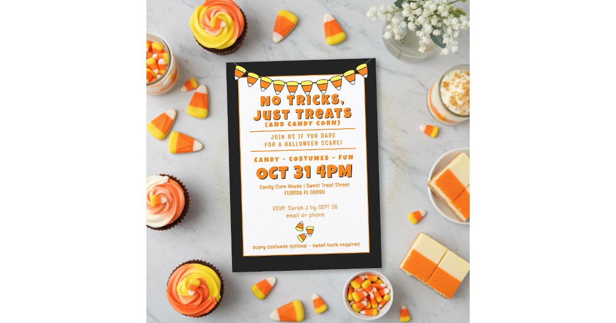 Candy Corn Costume Party Halloween Invitation | Zazzle