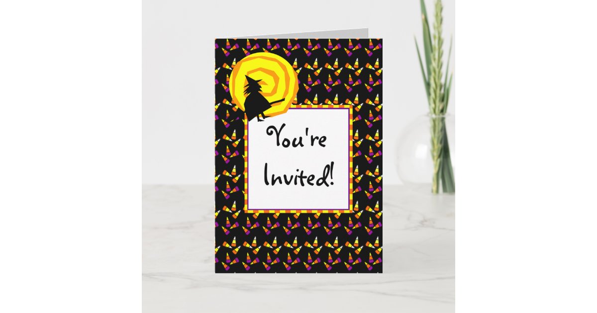 Candy Corn Halloween Folded Invitation | Zazzle