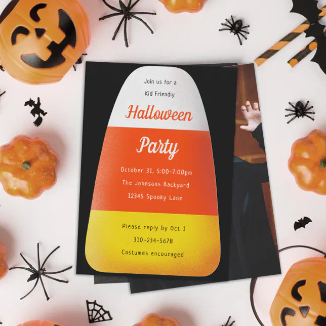 Candy Corn Kids Halloween Party Invitation | Zazzle