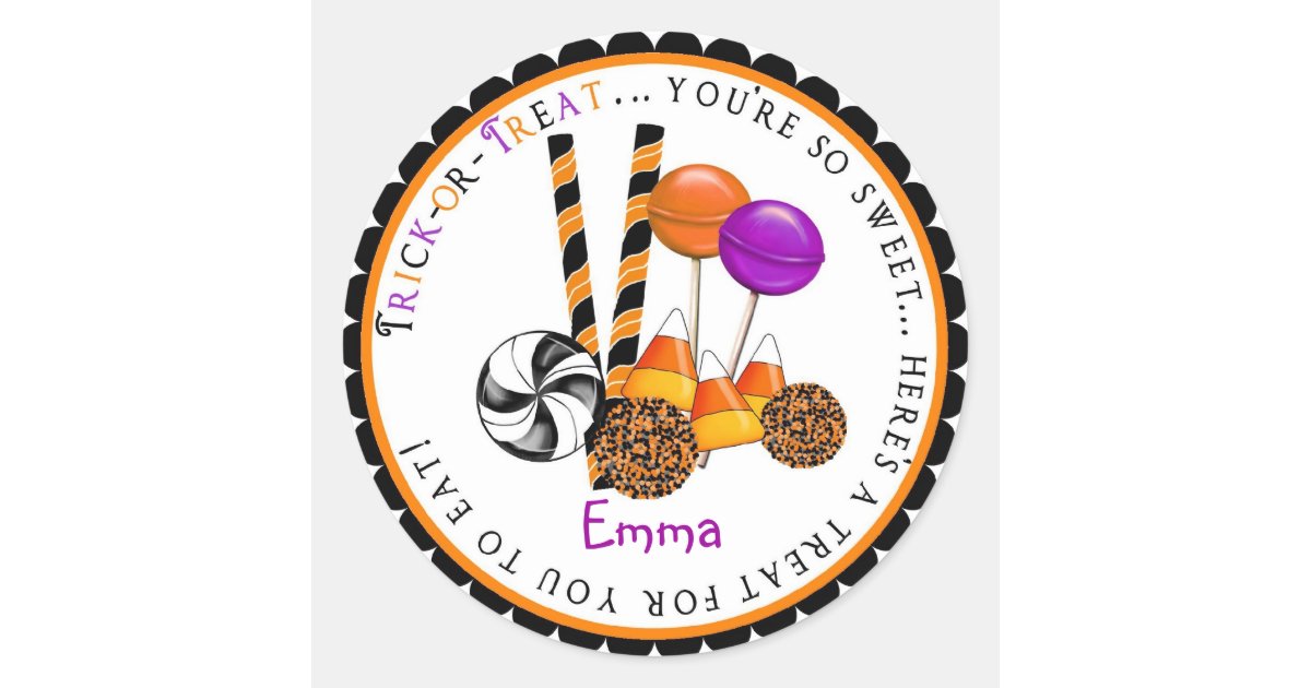 Candy Corn Lollipop Halloween Treat Stickers | Zazzle