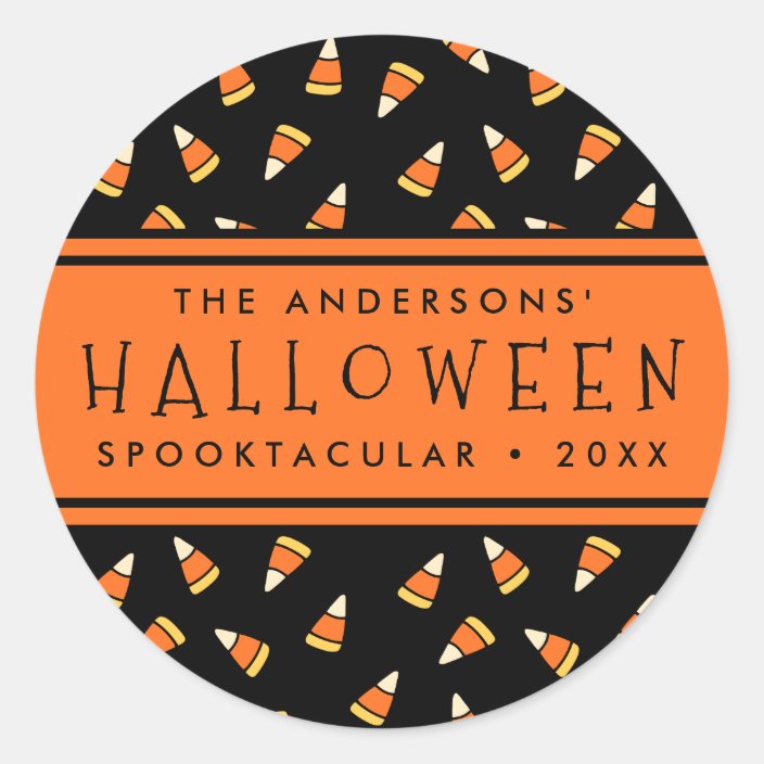 Candy Corn Personalized Halloween Party Classic Round Sticker | Zazzle.com