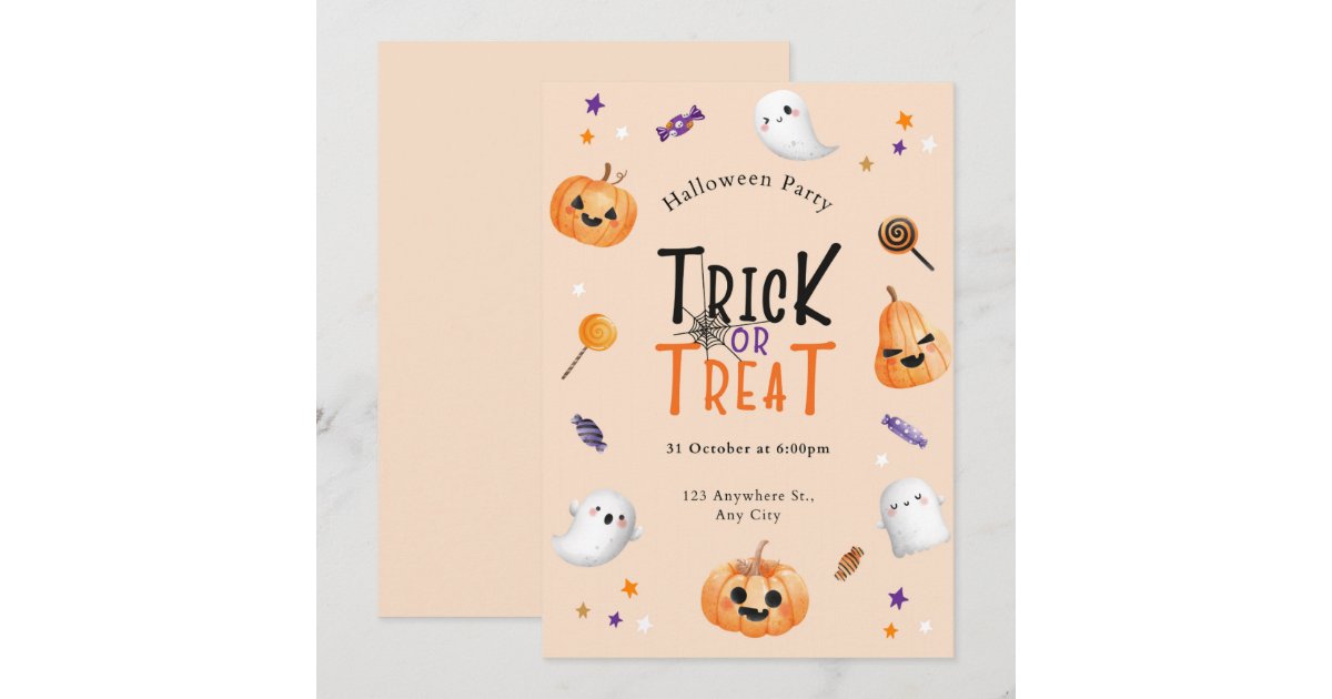 Candy Corn Trick or Treat Halloween Party Invitati Invitation | Zazzle