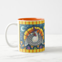CANDY CORN TURKEY, THANKSGIVING BIRD TWO TONE MUG | Zazzle