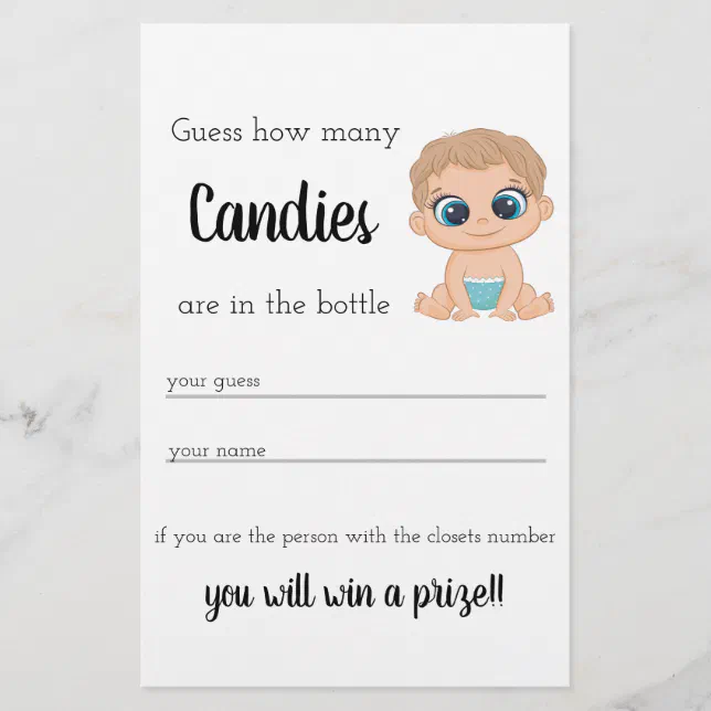 Candy Guessing Game Baby Boy Flyer | Zazzle
