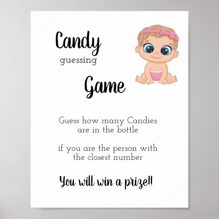 Candy Guessing Game Baby Girl Poster | Zazzle
