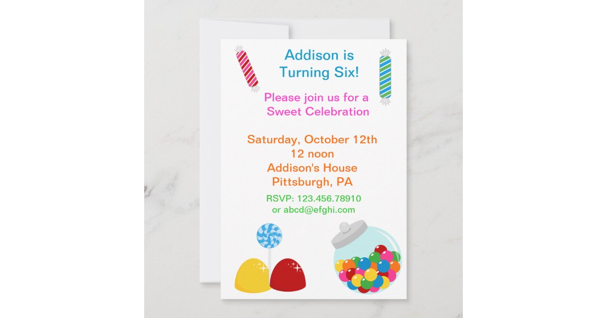 Candy Gumdrop Birthday Invitation | Zazzle