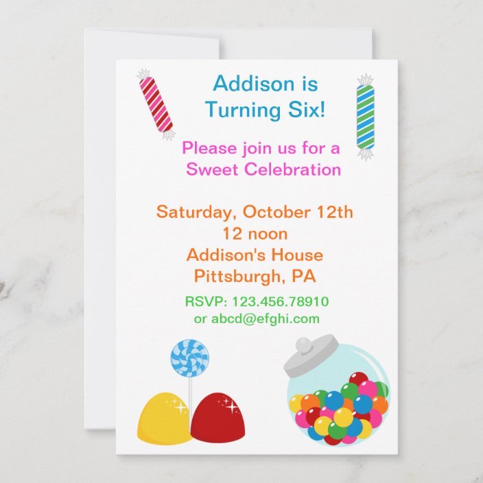 Candy Gumdrop Birthday Invitation | Zazzle.com